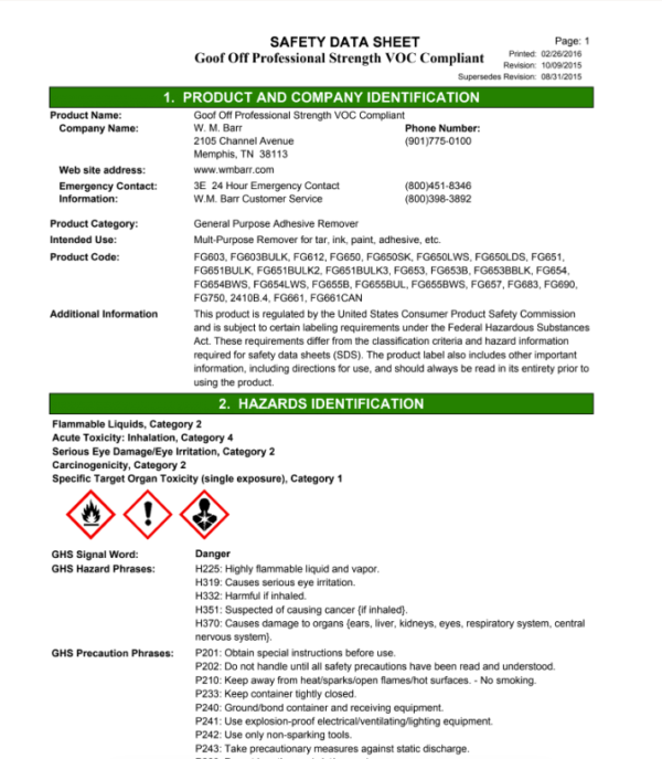 BARR-FG657 - Goof Off Pro Strength Remover | QFS